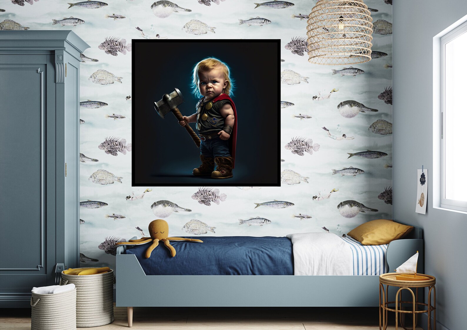 Adorable Baby Thor Poster Printable Marvel Superhero Art for - Etsy