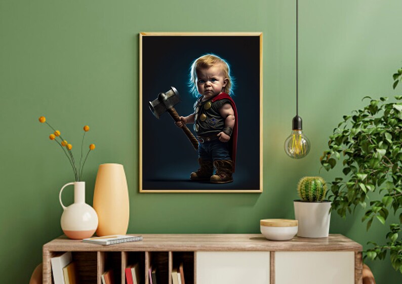Adorable Baby Thor Poster Printable Marvel Superhero Art for - Etsy