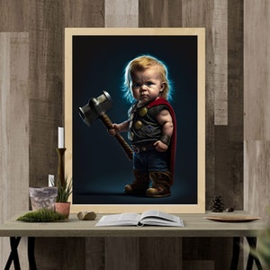 Adorable Baby Thor Poster Printable Marvel Superhero Art for - Etsy