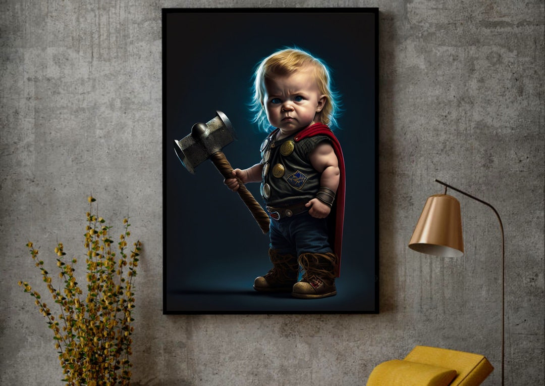 Adorable Baby Thor Poster Printable Marvel Superhero Art for - Etsy