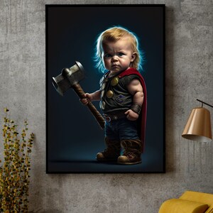 Adorable Baby Thor Poster Printable Marvel Superhero Art for - Etsy