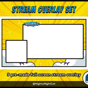 Pop Art Yellow Themed Complete Twitch Youtube Stream Overlay Pack ...