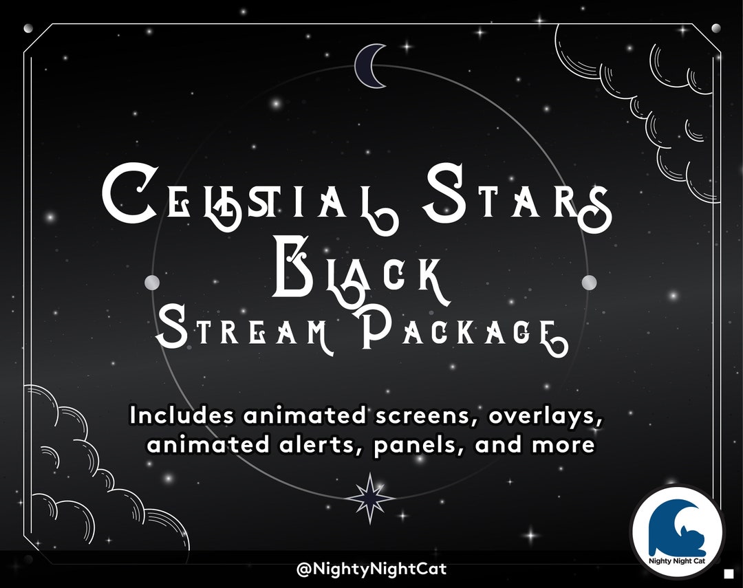 Celestial Stars Black Themed Complete Twitch Youtube Stream Overlay ...