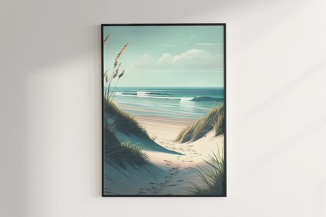 Beautiful Coastal Printable Poster With Sandy Path and Majestic Waves ...