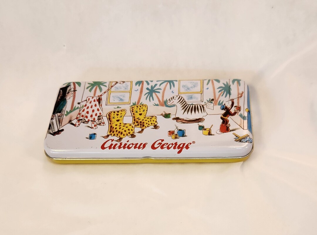 1995 Curious George Metal Pencil Box | Vintage Tin Home Office - Etsy