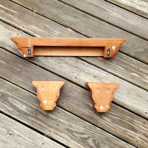 Wood Floating Shelves Set of 3 Display Platforms Plate Rail Corbel ...