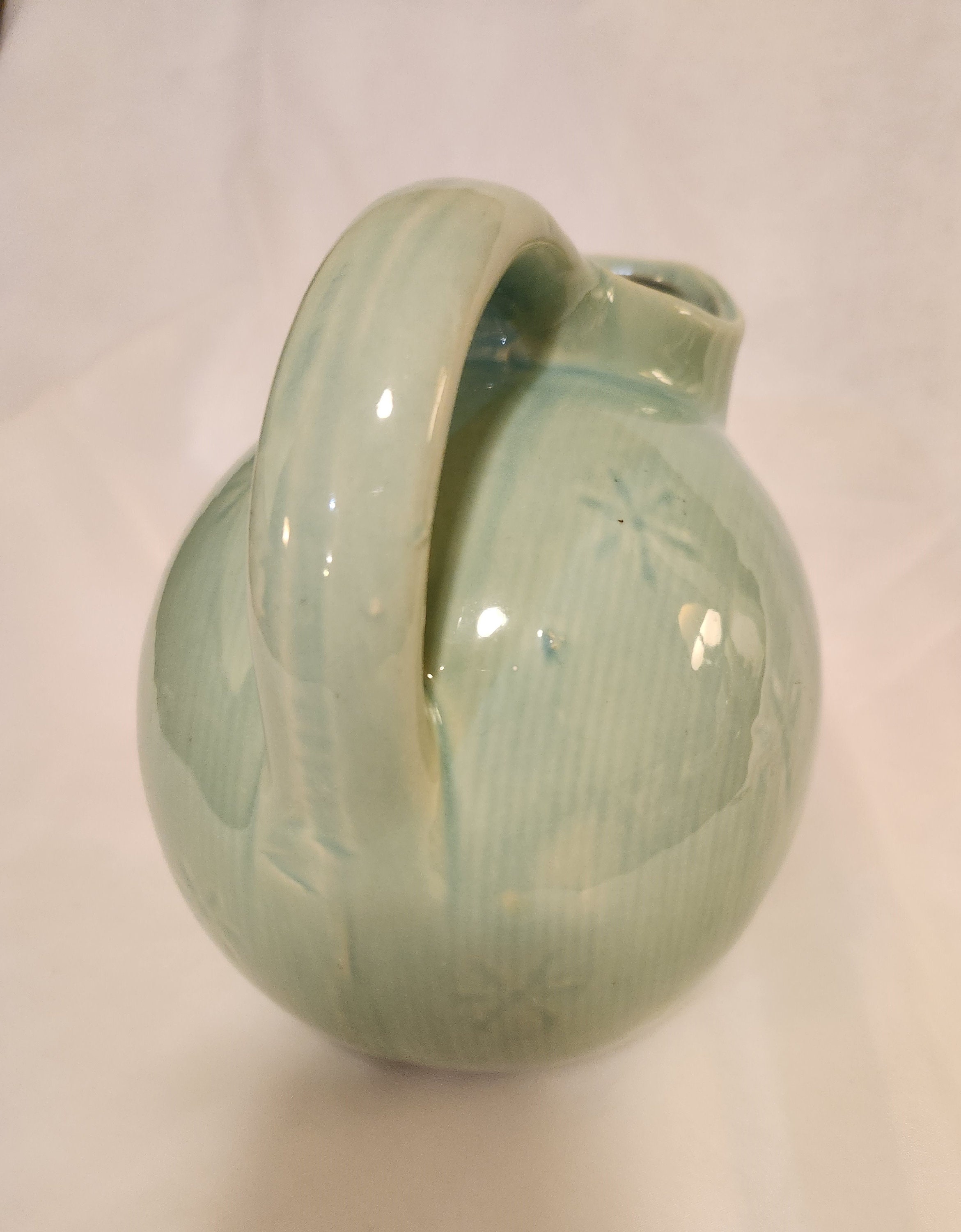 Shawnee Aqua Blue Pottery Tilted Ball Pitcher Snowflake / Star - Etsy