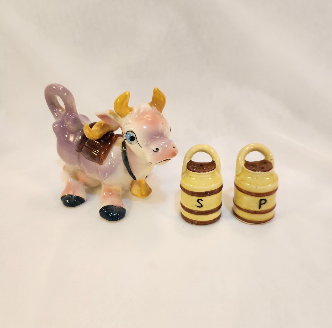 Milk Cow Carrying Pails Salt and Pepper Shaker 3 Piece Set G Novelty ...