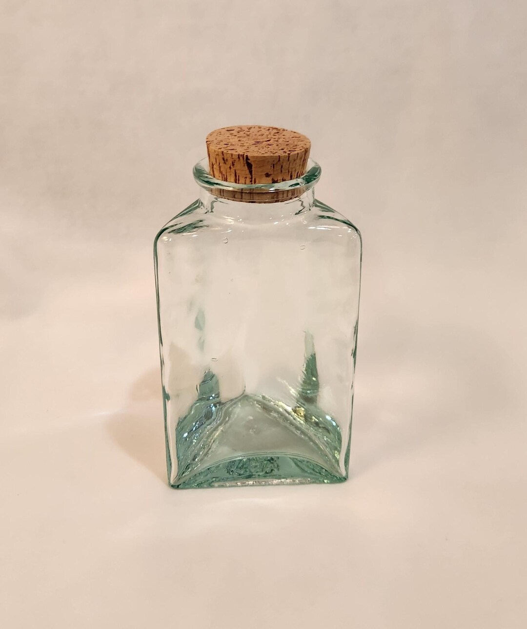 Triangle Corked Glass Apothecary Bottle Jar Aqua Green Made in Italy ...