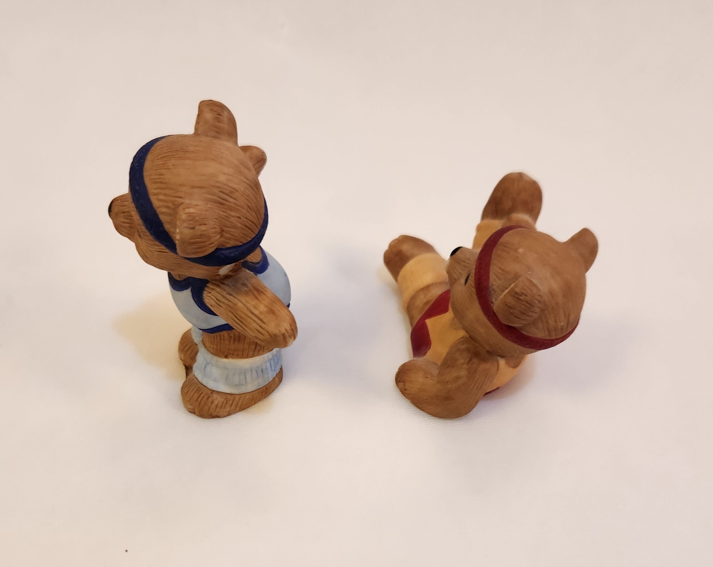 Homco Porcelain Work Out Bear Figurines Stretch Exercise Fitness Set of ...