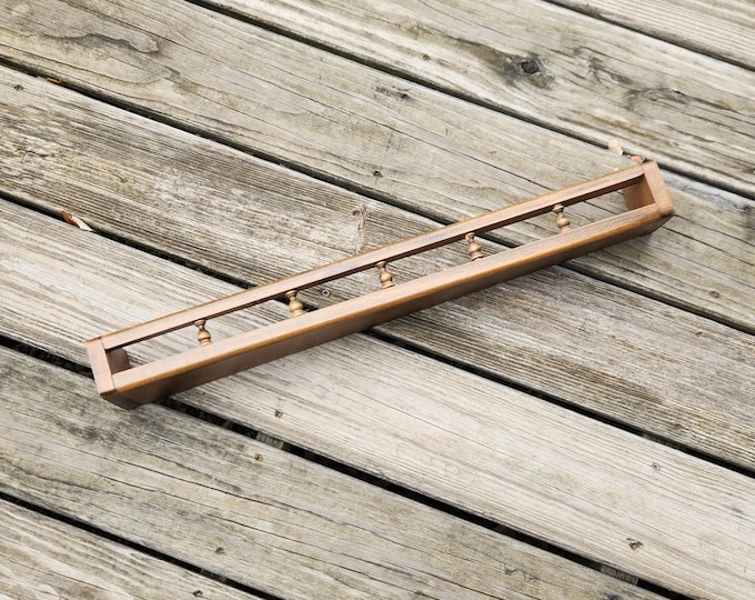 Vintage Wood Wall Shelf Spindle Gallery – 24 Inch Rack With Plate Rail ...
