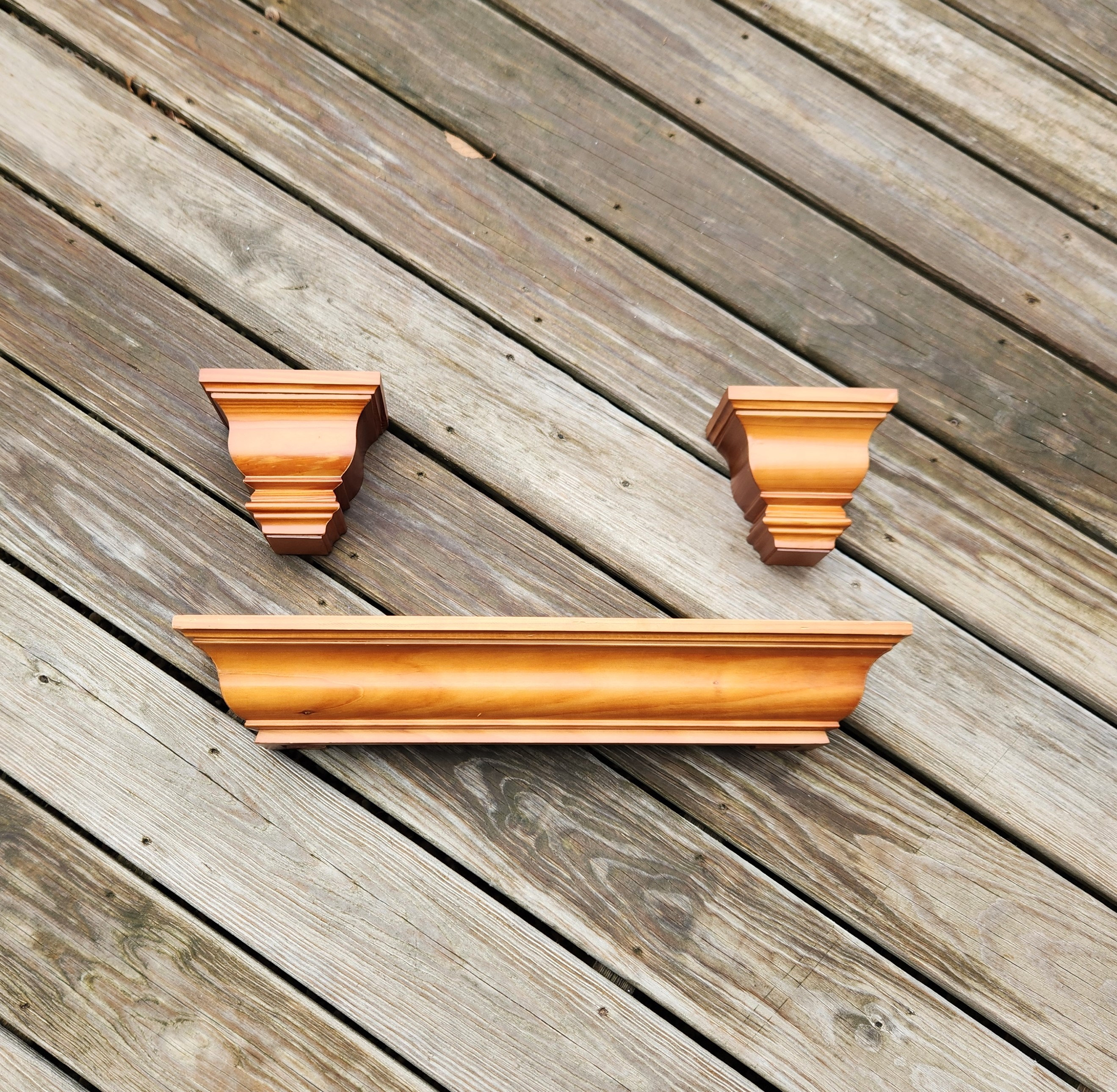 Wood Floating Shelves Set of 3 Display Platforms Plate Rail Corbel ...