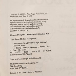 1988 My First Baking Book by Rena Coyle Children's Cookbook Illustrated ...