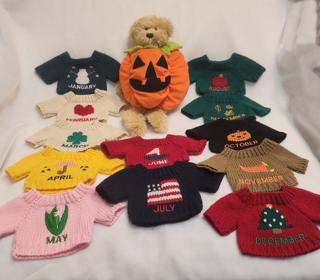 Pacific Craft Teddy Bear Plush Toy 12 Month-themed Sweaters | Vintage ...