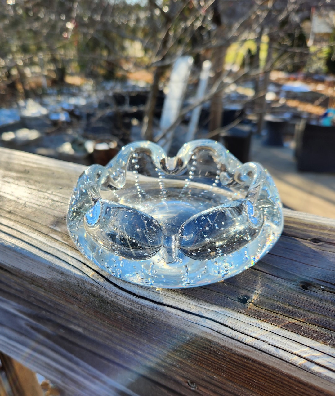 Controlled Bubble Starburst Glass Ruffled Edge Candy Dish or Ashtray - Etsy