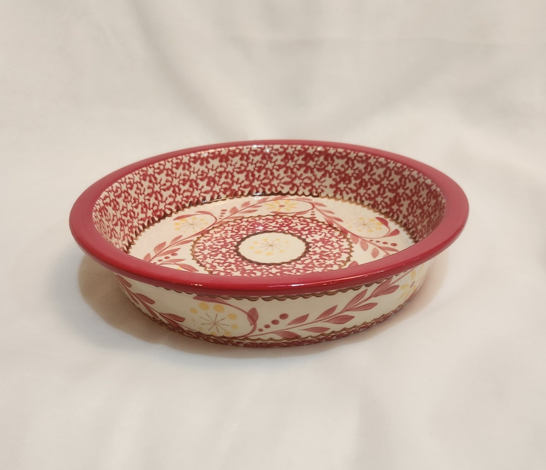 Sterling Home Pie Plate Deep Dish La Dolce Vita Red and Yellow Vintage ...