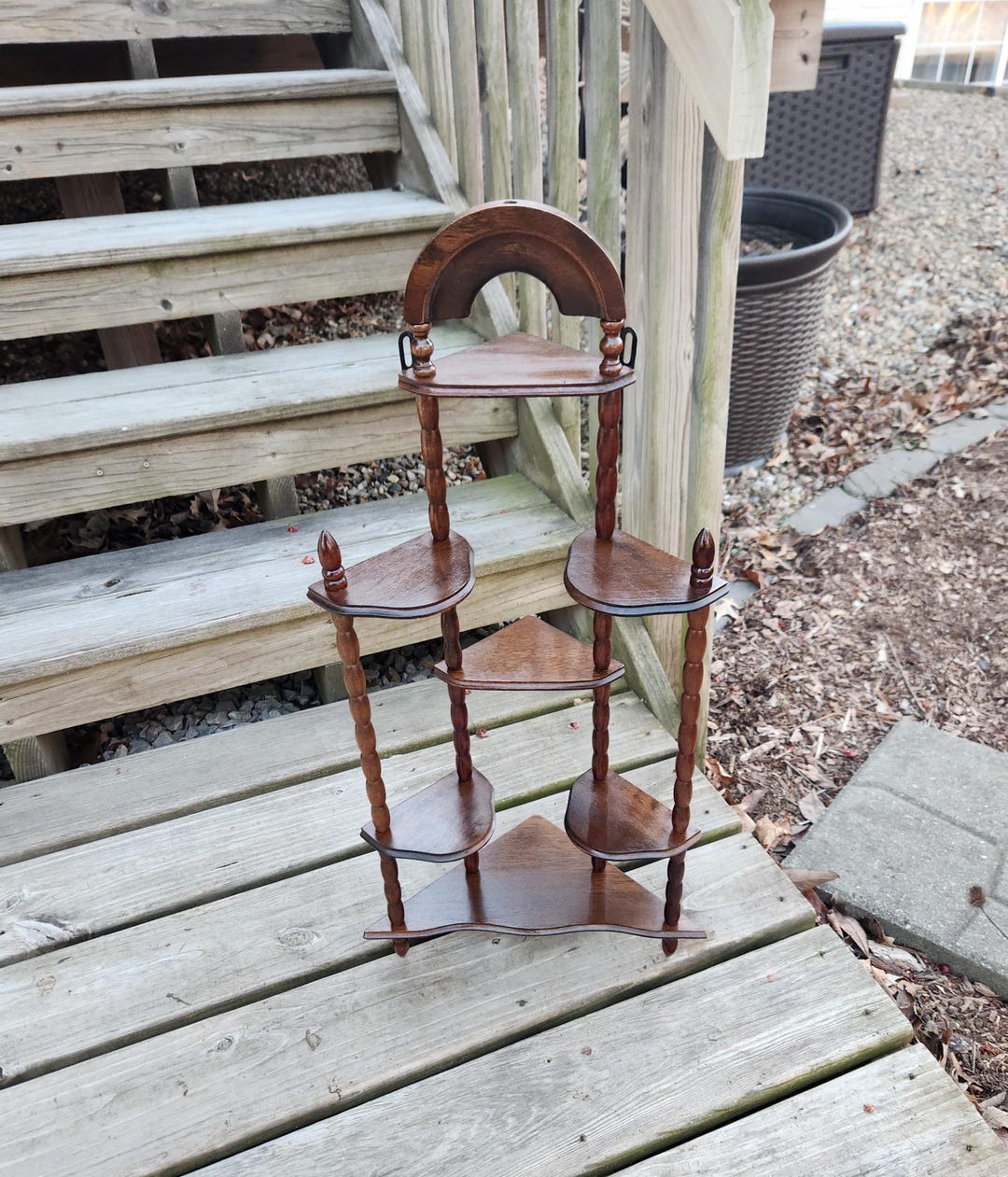 Wood Shelf Spindles Open Back 5 Tier 7 Display Platforms Wall or ...