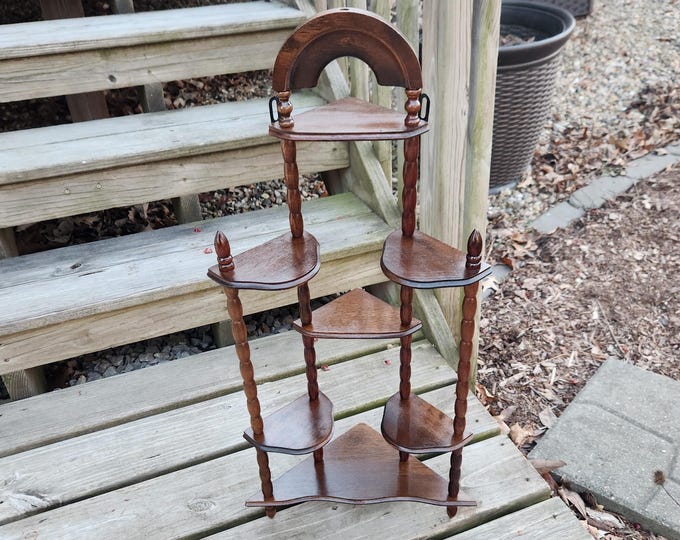Wood Shelf Spindles Open Back 5 Tier 7 Display Platforms Wall or ...