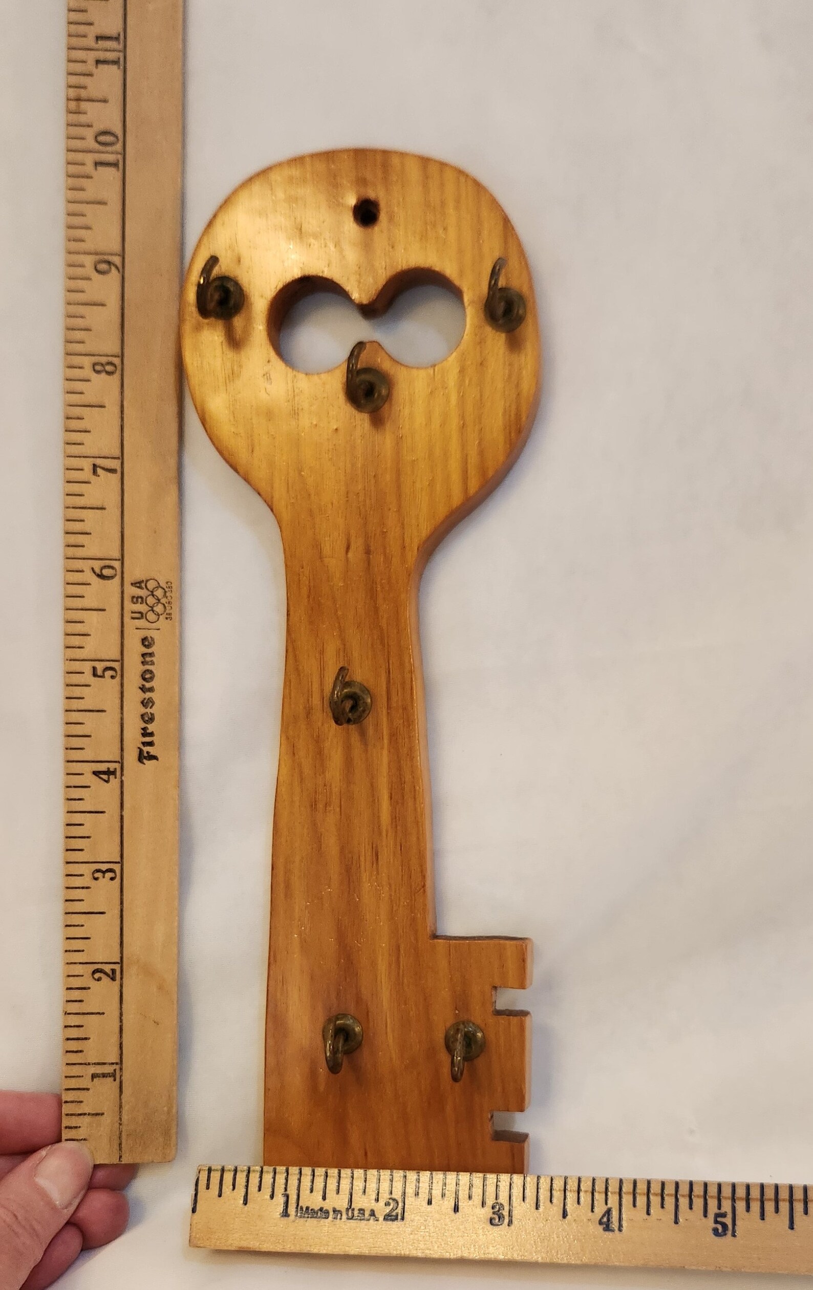 Skeleton Key Shaped Wood Key Holder 6 Hooks Vintage Wall Hanging - Etsy