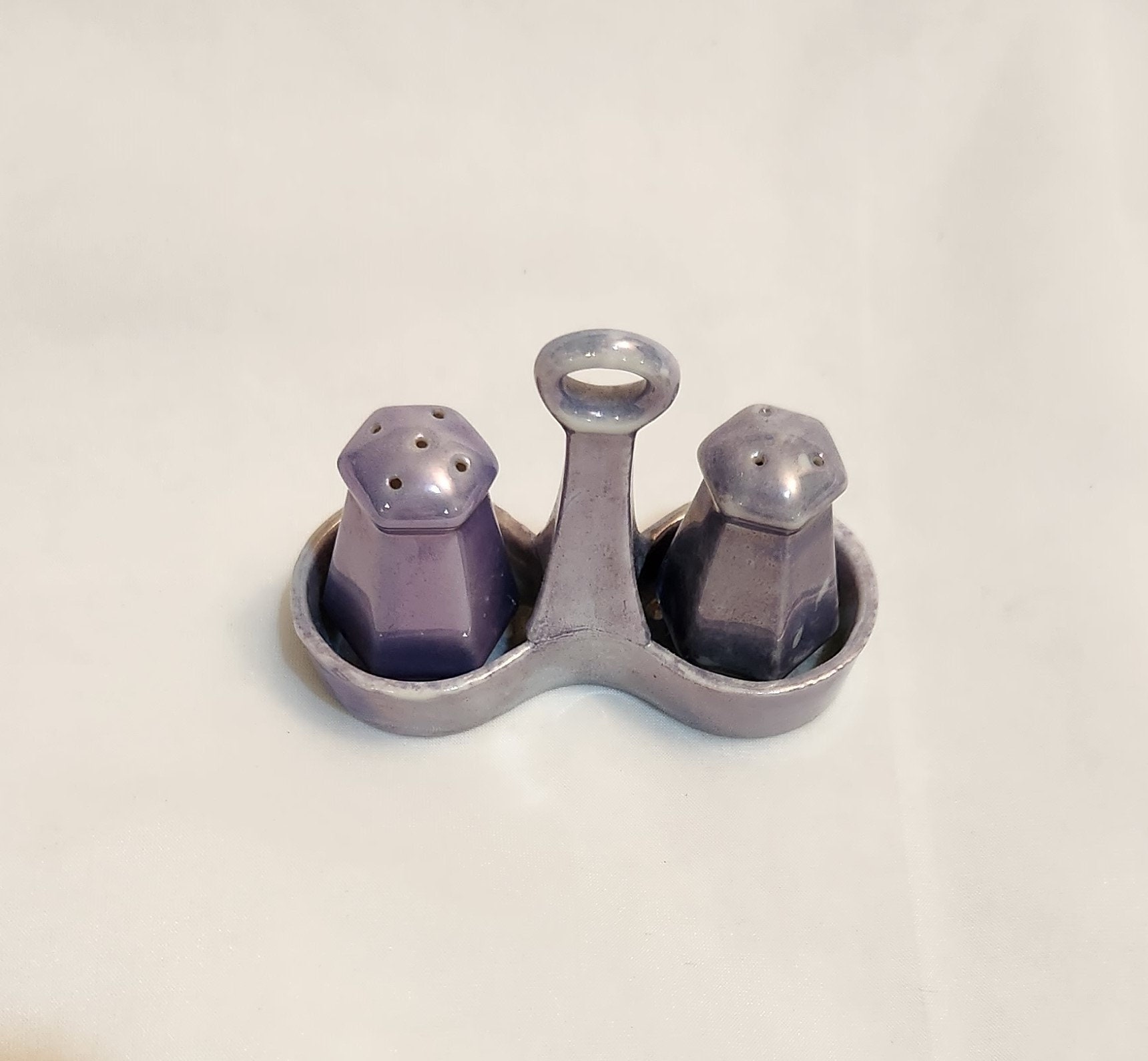 Lusterware Salt and Pepper Shaker Caddy Set Made in Japan Blue ...