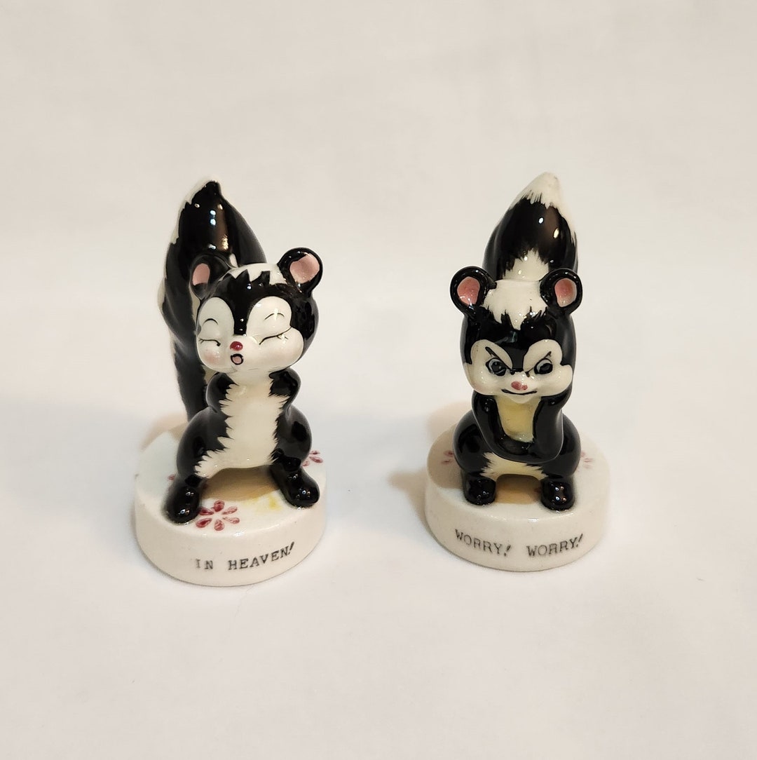 Skunk Figurine Pair in Heaven and Worry Worry Made in Japan Vintage ...