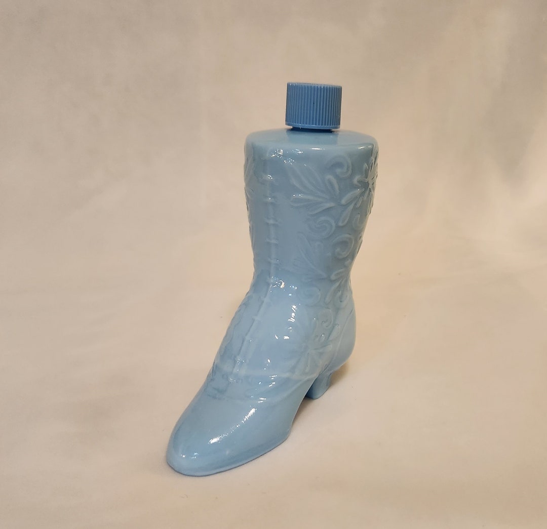 Old-fashioned Blue High Heel Boot Floral Embossed Perfume Bottle Avon 4 ...