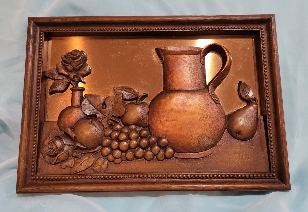 Coppercraft Guild Wall Hanging of Pitcher Fruit and Flowers Still Life ...
