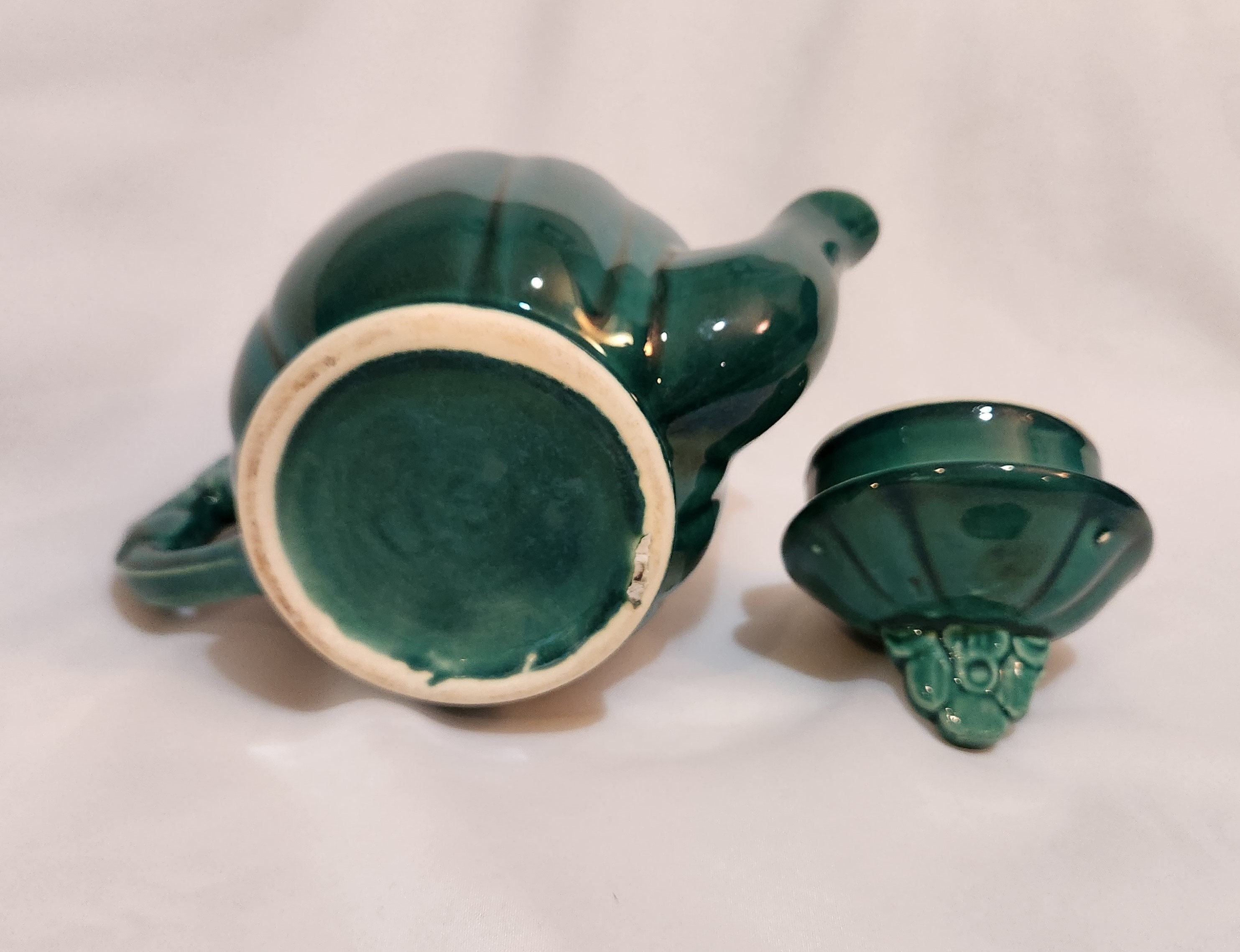 1940s Shawnee Pottery Teapot Rosette Green Ceramic - Etsy