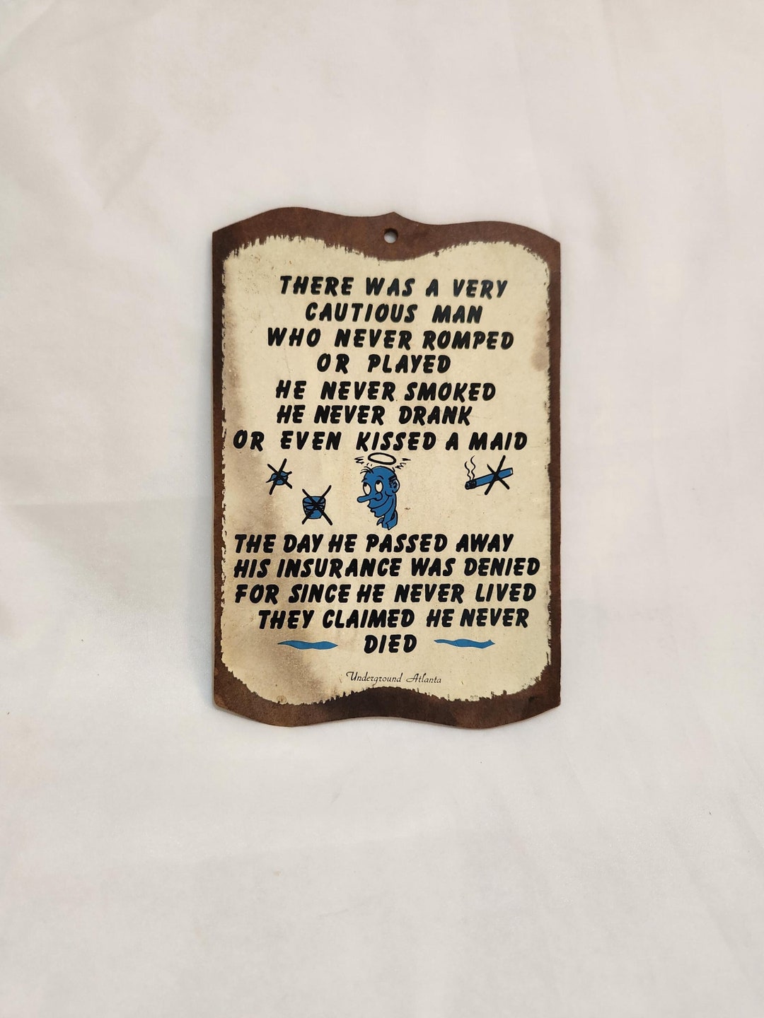 Cautious Man Poem Novelty Sign by Underground Atlanta Bar Decor Vintage ...