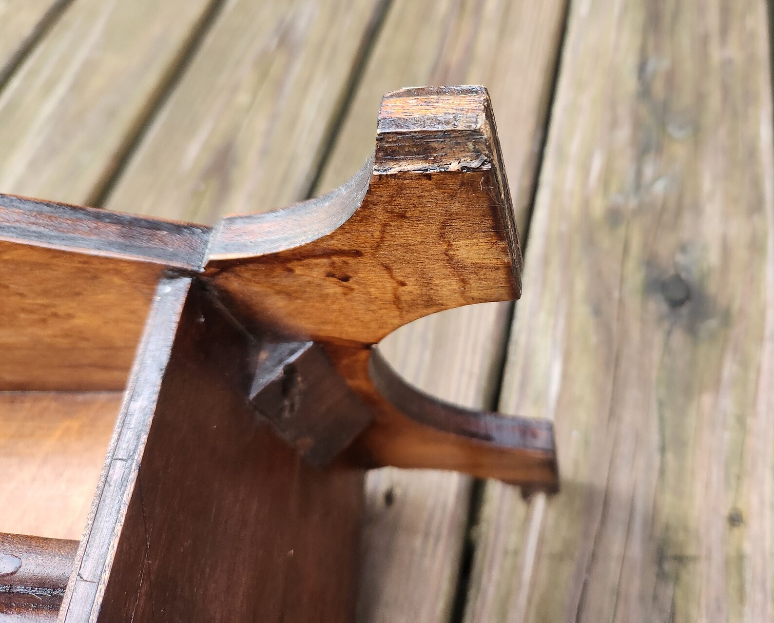 Magazine Rack Wood Periodicals Holder Curved Sides Dark Stain Vintage ...