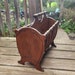 Magazine Rack Wood Periodicals Holder Curved Sides Dark Stain Vintage ...