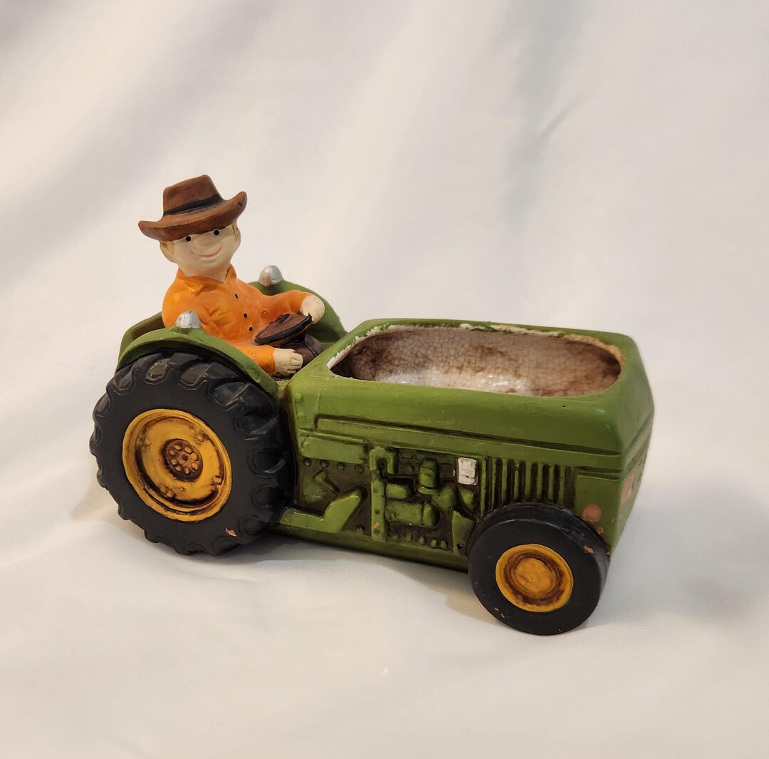 Vintage Ceramic Napcoware Farmer Tractor Planter Indoor Garden Vase - Etsy