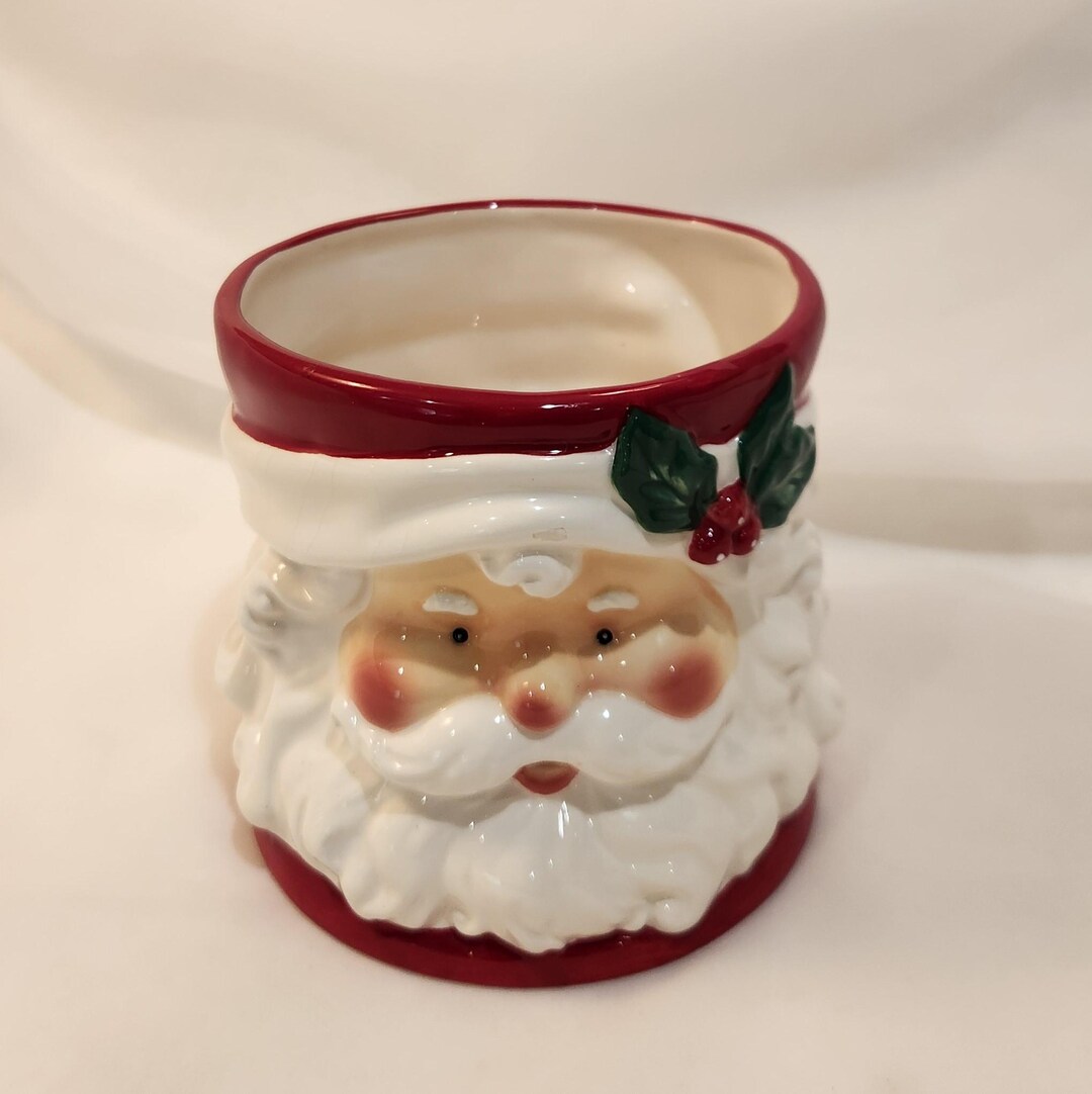 Vintage FTD Ceramic Santa Head Christmas Planter, Flower Vase, Candy ...