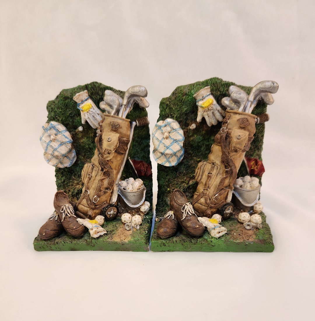 Golf Theme Bookends 3D Resin Sports Lover Gift Set of 2 Book Ends ...