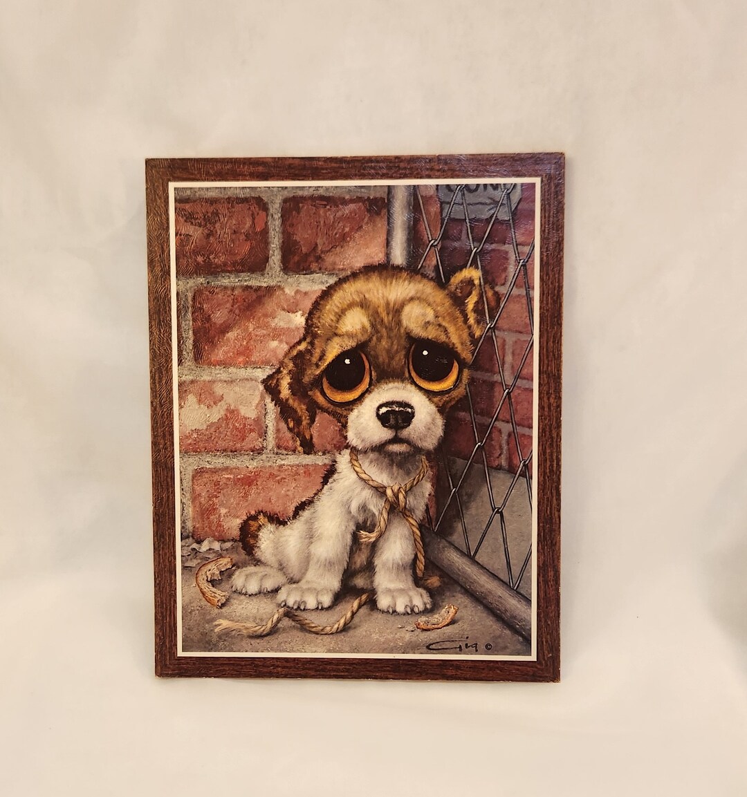Big Eyed Dog pity Puppy Print by Gig Girard Goodenow Fiber Board Wall ...