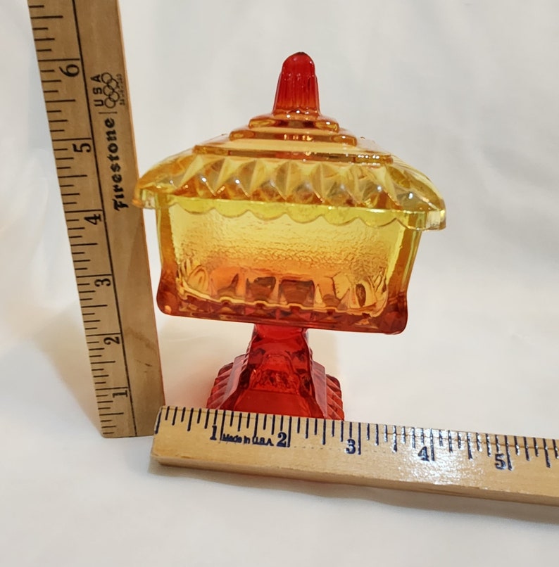 Jeanette Amberina Glass Wedding Cake Box Glass Pedestal Dish - Etsy