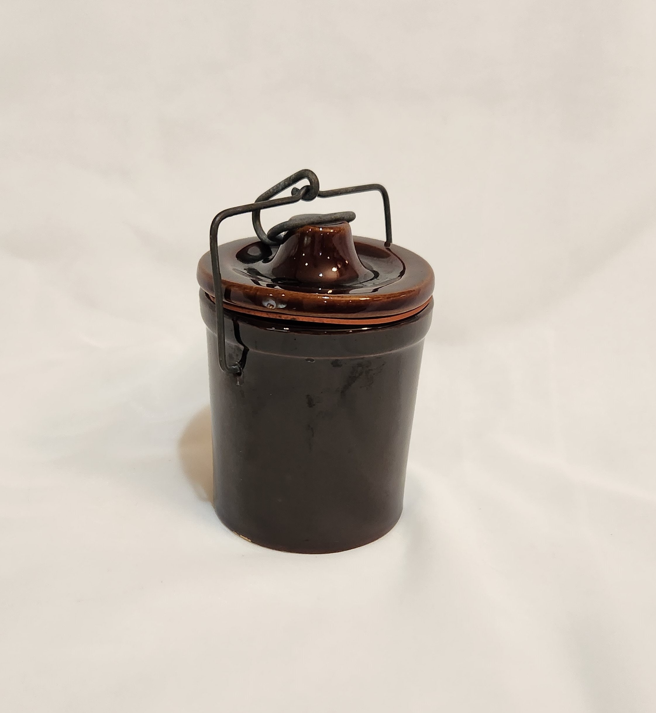 Butter Crock With Swing Top Bale Lid Brown Stoneware Cheese - Etsy