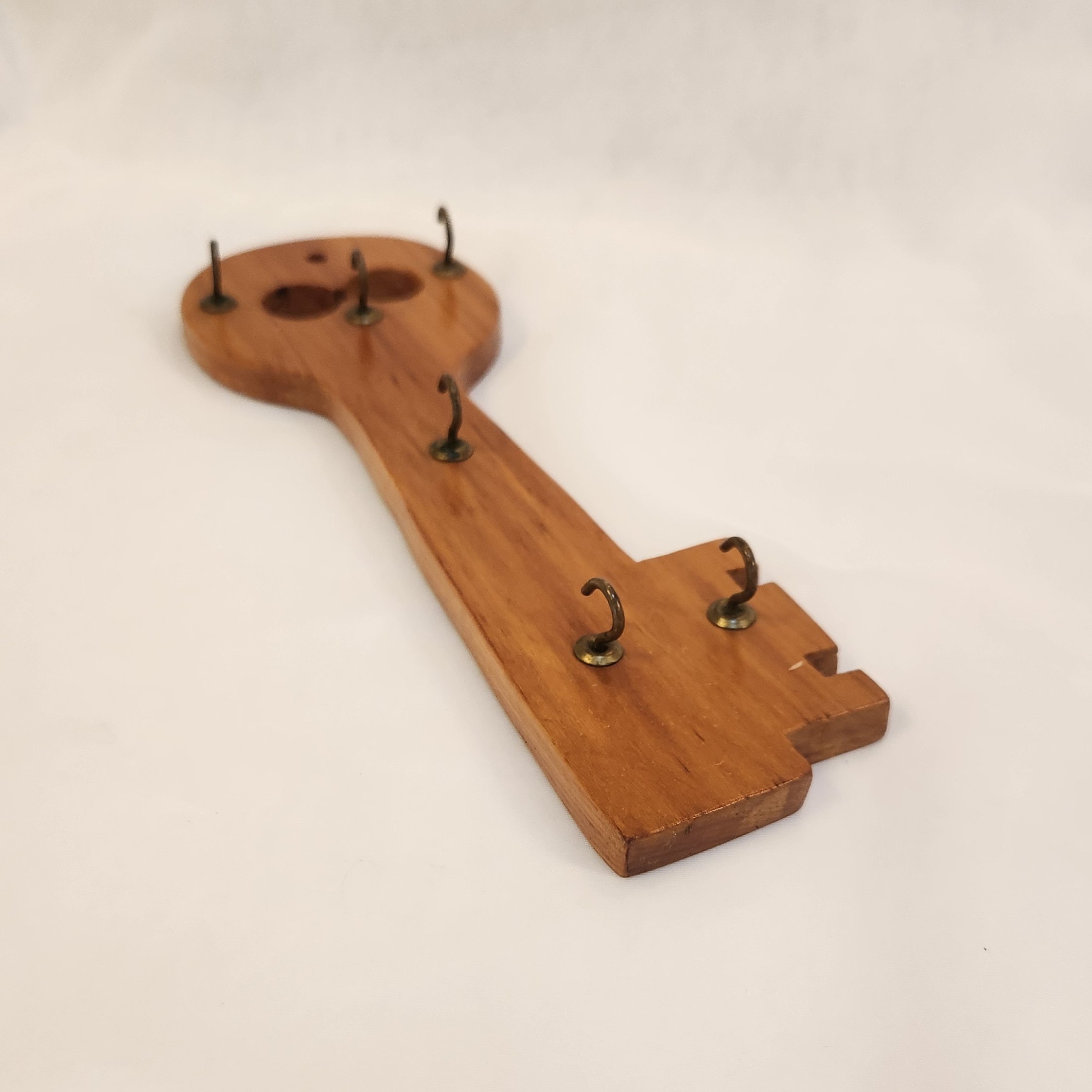 Skeleton Key Shaped Wood Key Holder 6 Hooks Vintage Wall Hanging - Etsy