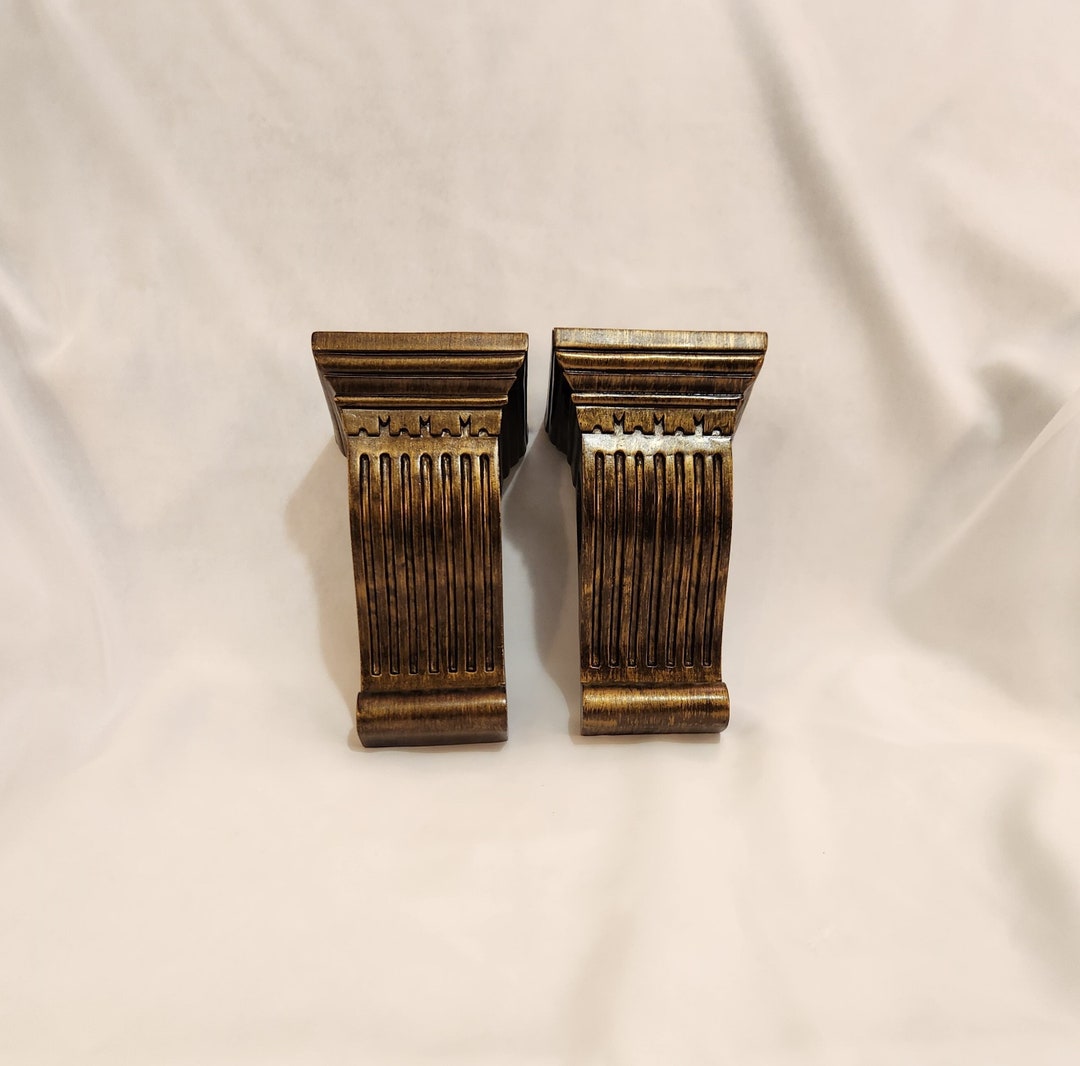 Greek Doric Corbel Shelves Curtain Rod Holders Set of 2 Vintage Wall ...