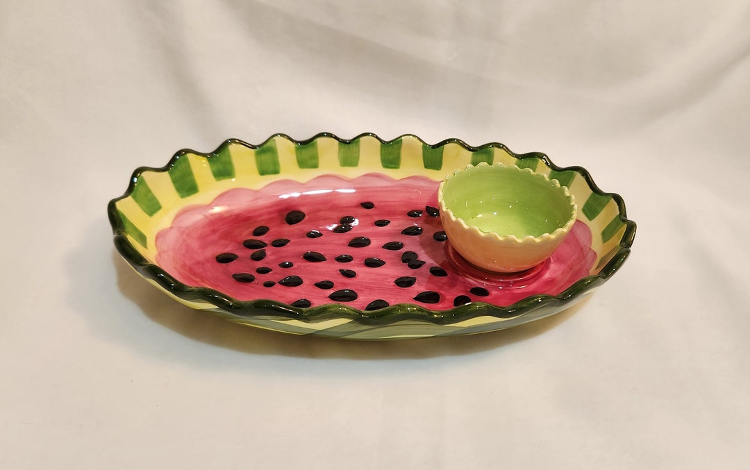 2000 Gibson Chip and Dip Snack Set Melon Delight Watermelon Serving ...