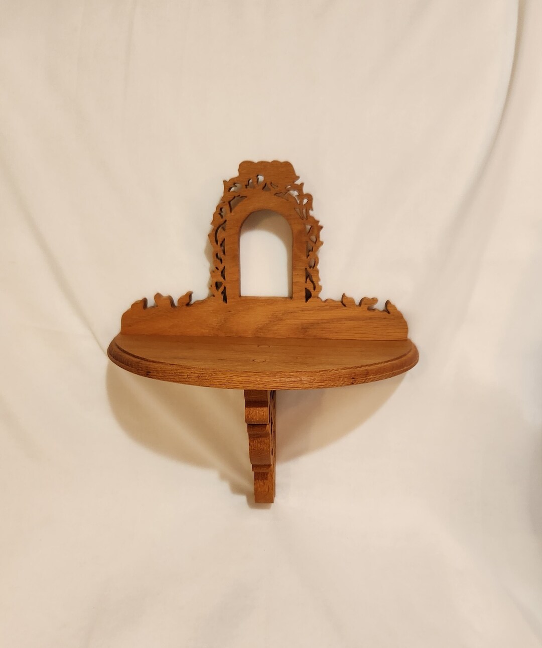 Scroll-cut Wood Shelf Honey Oak Stain Folk Art Vintage Wooden Shelves ...