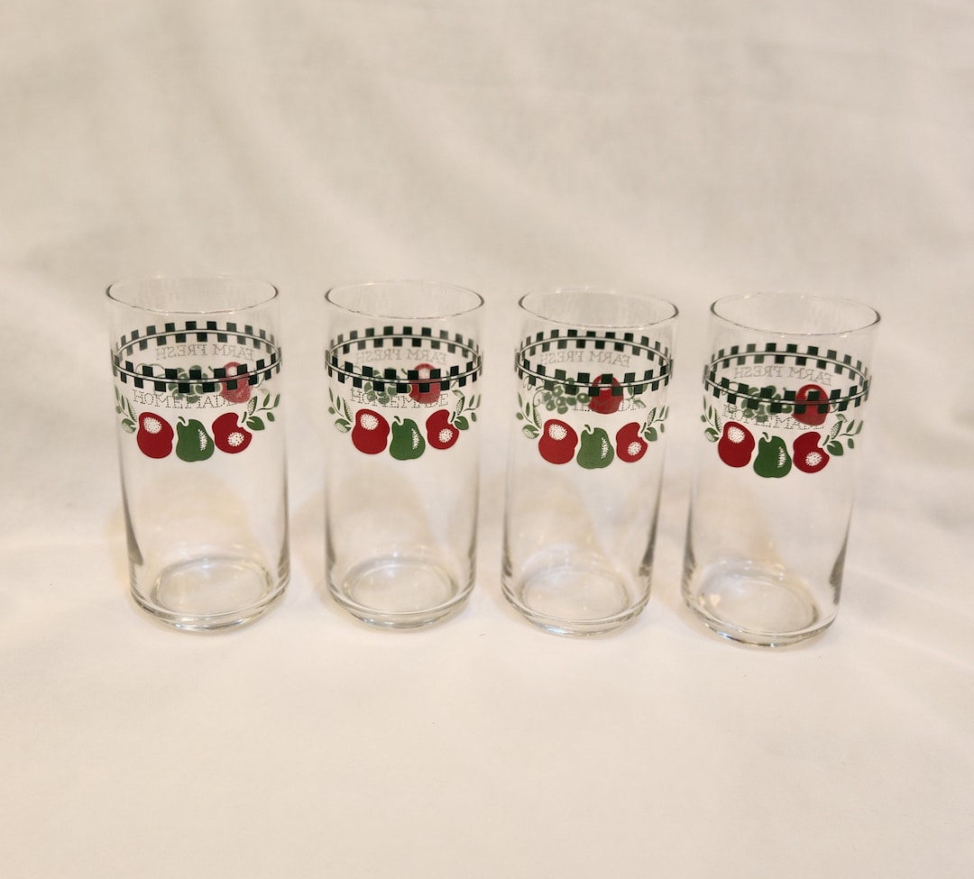 Corelle Homemade Farm Fresh Glasses Libbey Tumblers Set of 4 Vintage ...