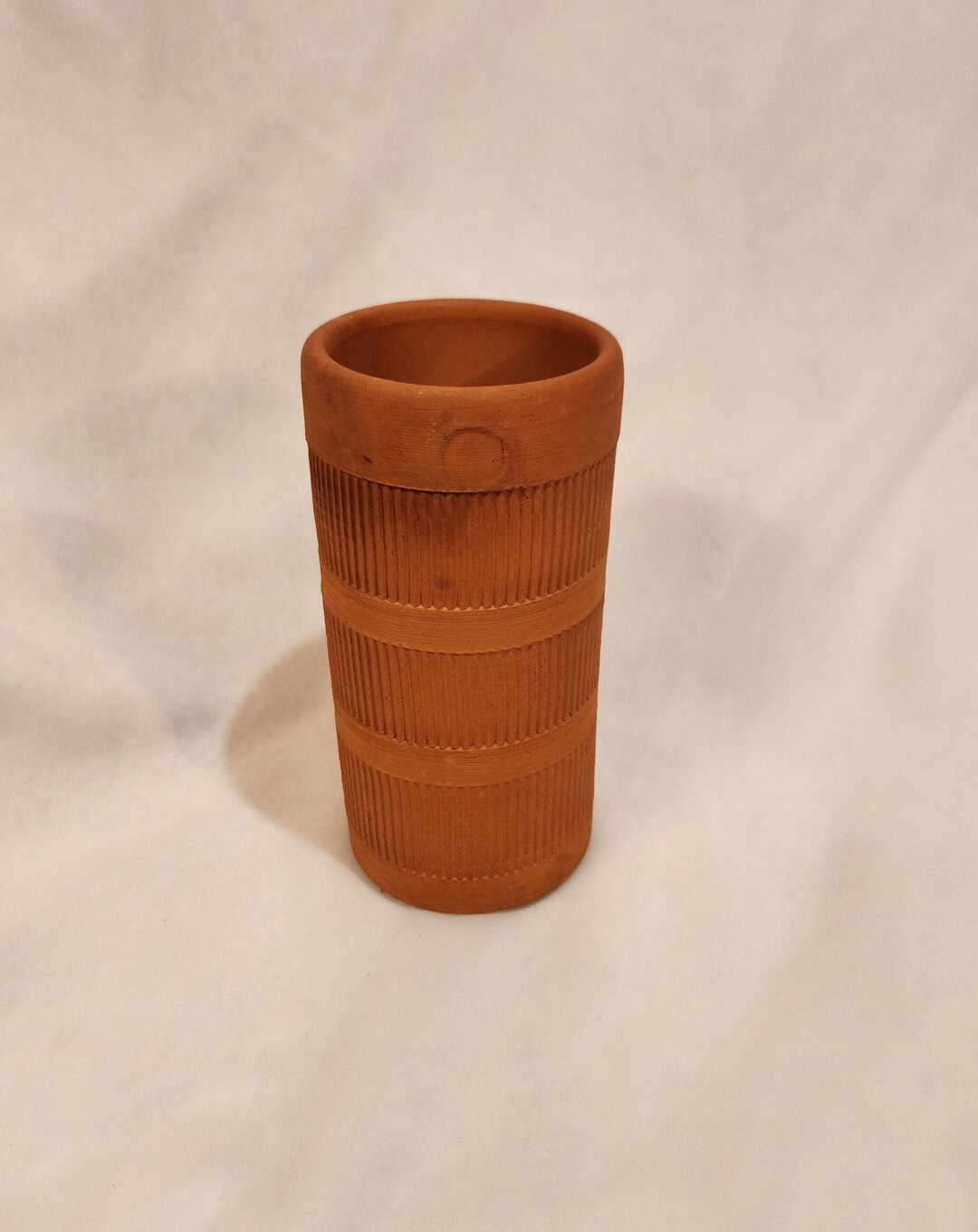 Terra Cotta Wine Cooler Vertical Ridges Orange Clay Vintage Barware - Etsy