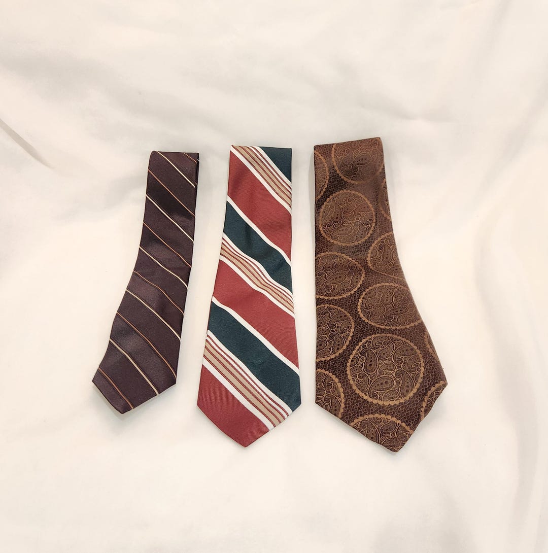 1970s Paisley Kipper Tie Set: Brown Medallion, Striped Wide Neckties - Etsy
