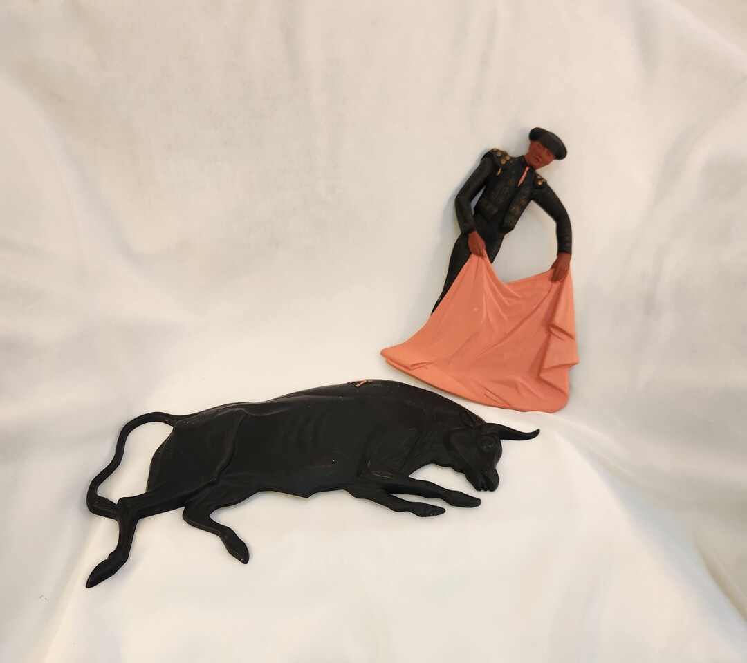 1958 Miller Studio Matador Bull Fighting Plaques Vintage Wall Hanging ...
