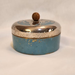 Chrome and Glass Art Deco Powder Puff Holder Teal Blue by Chase ...