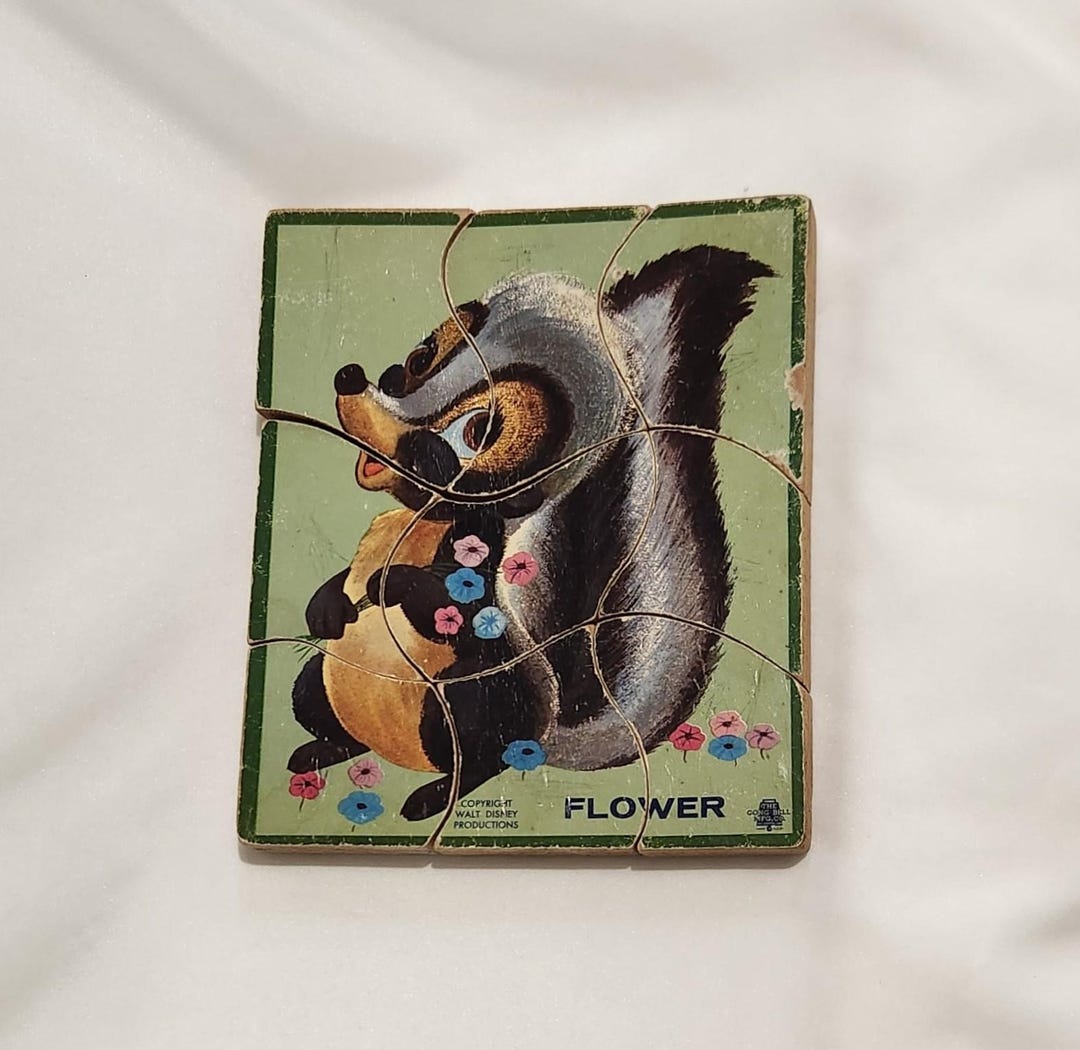 Vintage 1950s Goofy & Flower Wooden Puzzle - Gong Bell Toy - Etsy