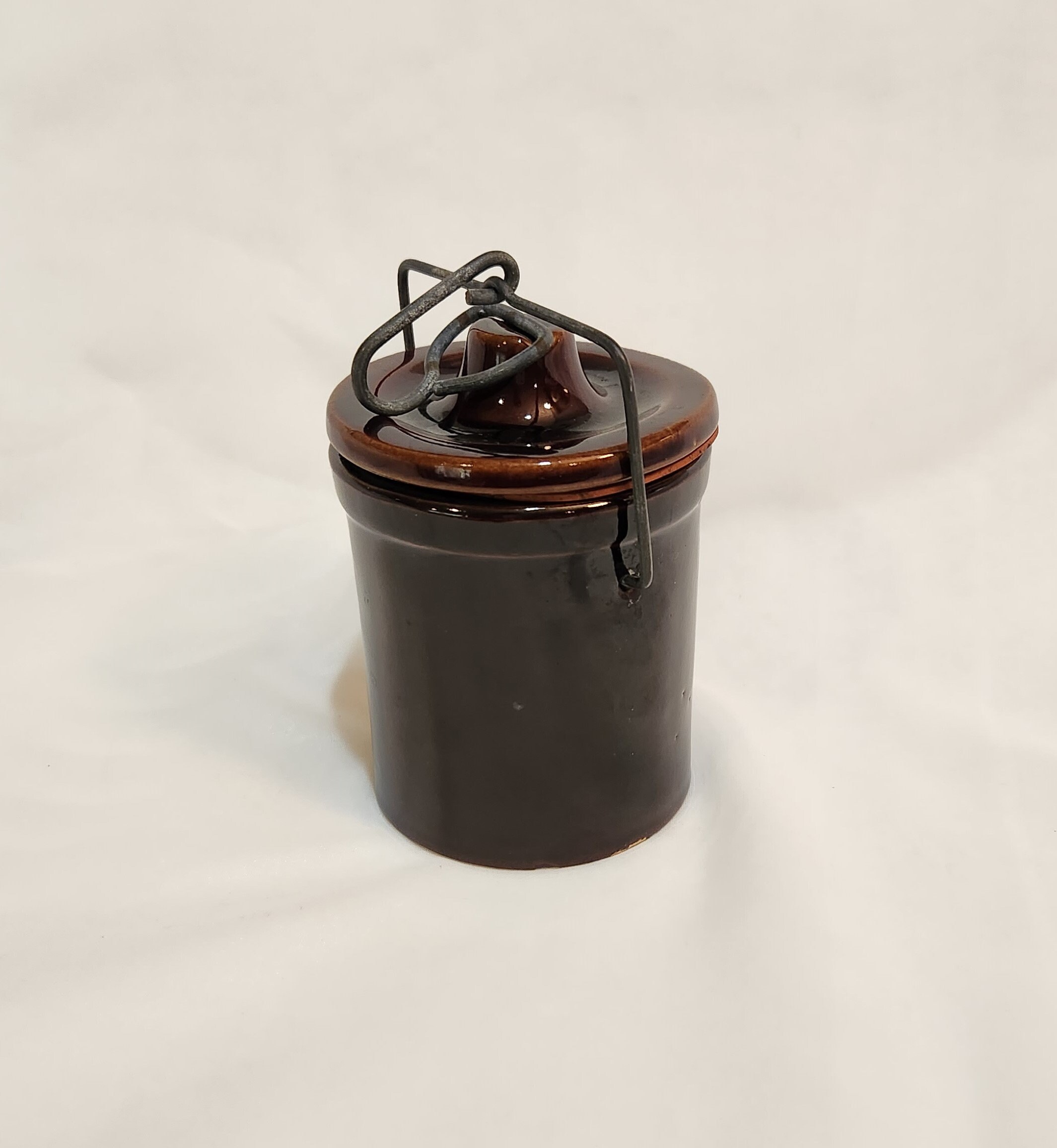 Butter Crock With Swing Top Bale Lid Brown Stoneware Cheese - Etsy