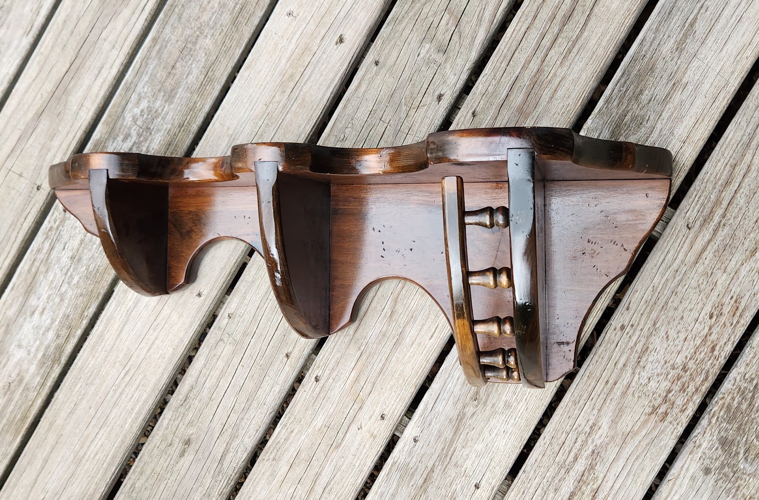 Ethan Allen Wood Corner Curio Shelf 3 Tier Graduated Wall Mount Vintage ...