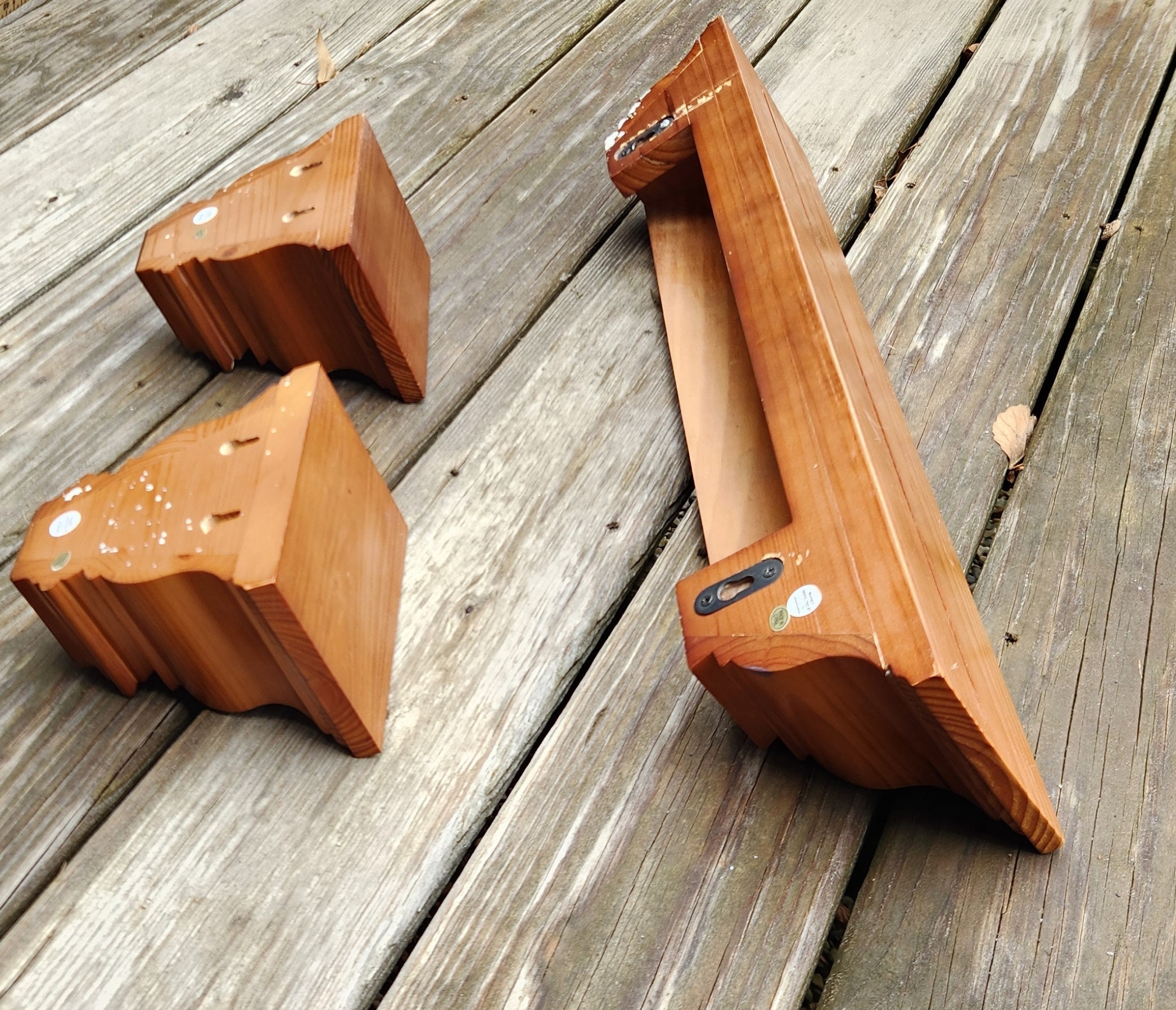 Wood Floating Shelves Set of 3 Display Platforms Plate Rail Corbel ...